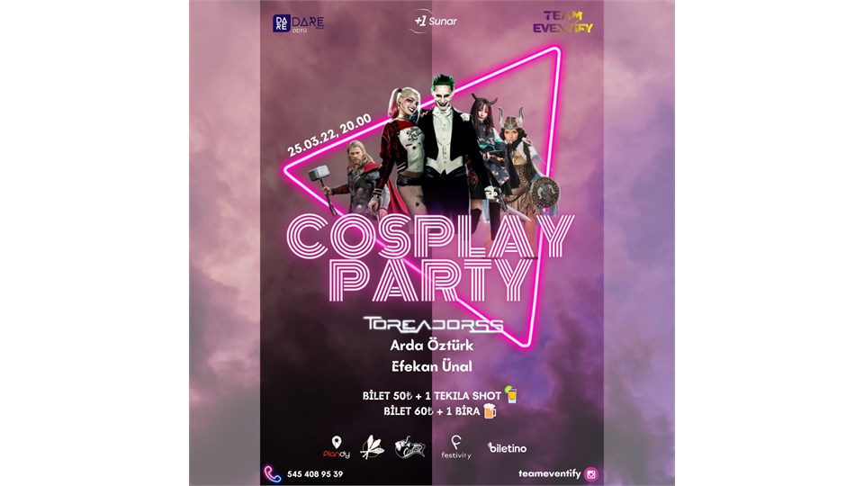 COSPLAY PARTY | 25 Mart 2022 | Central Ankara | Biletino