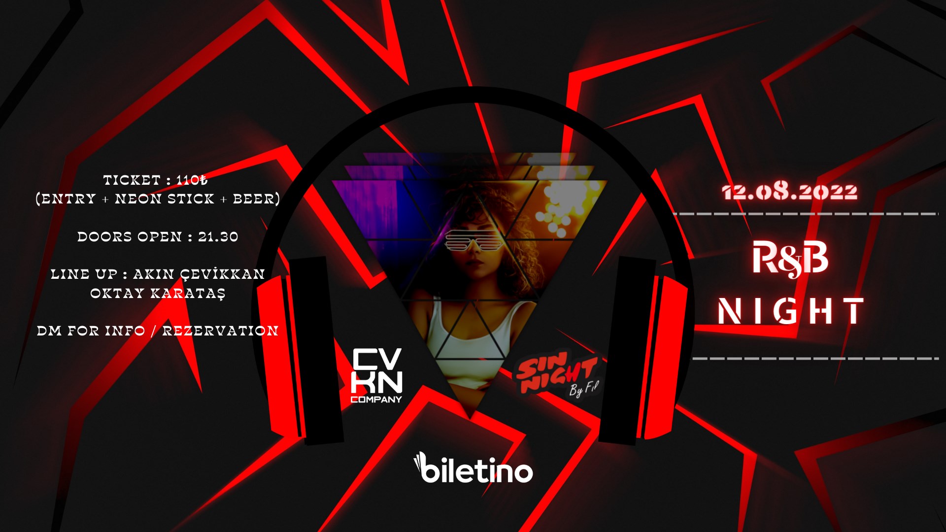 RnB NIGHT | 12 August 2022 | Sin Nıght | Biletino