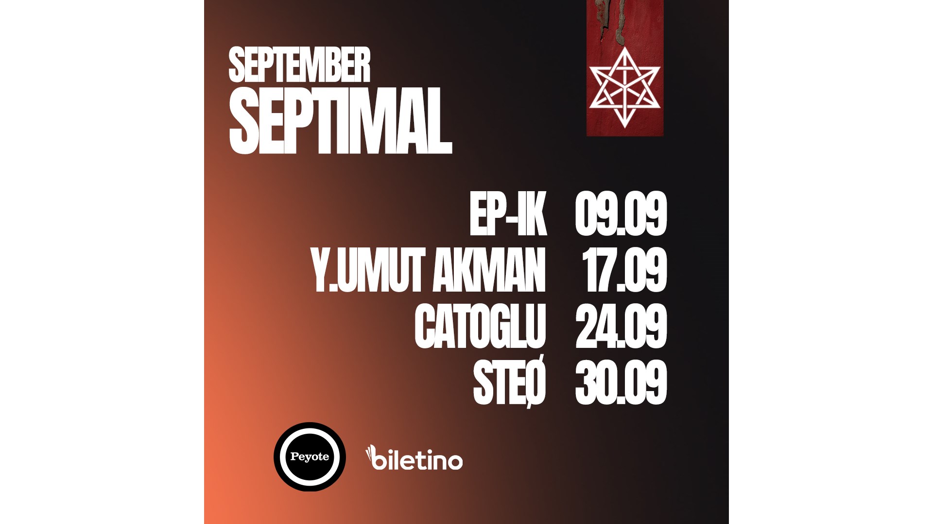 Septimal All Event 1 Ticket @peyote | 09 Eylül 2022 | Peyote | Biletino