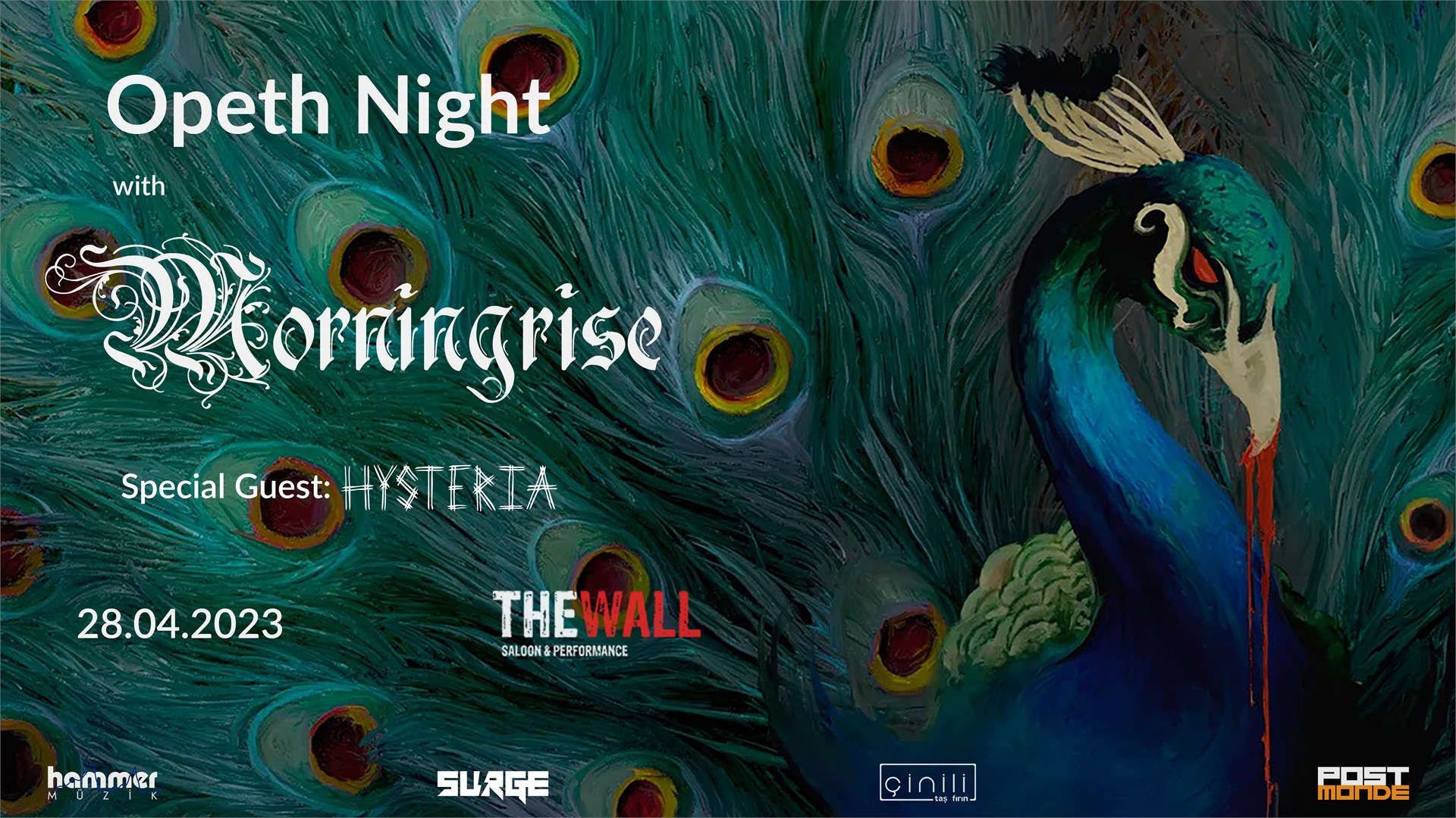 Opeth Night with MORNINGRISE | 28 April 2023 | The Wall Saloon | Biletino