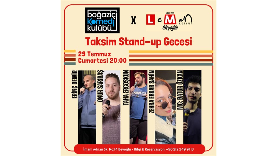Boğaziçi Komedi Kulübü - Leman Kültür Stand Up Gecesi | 29 July 2023 ...