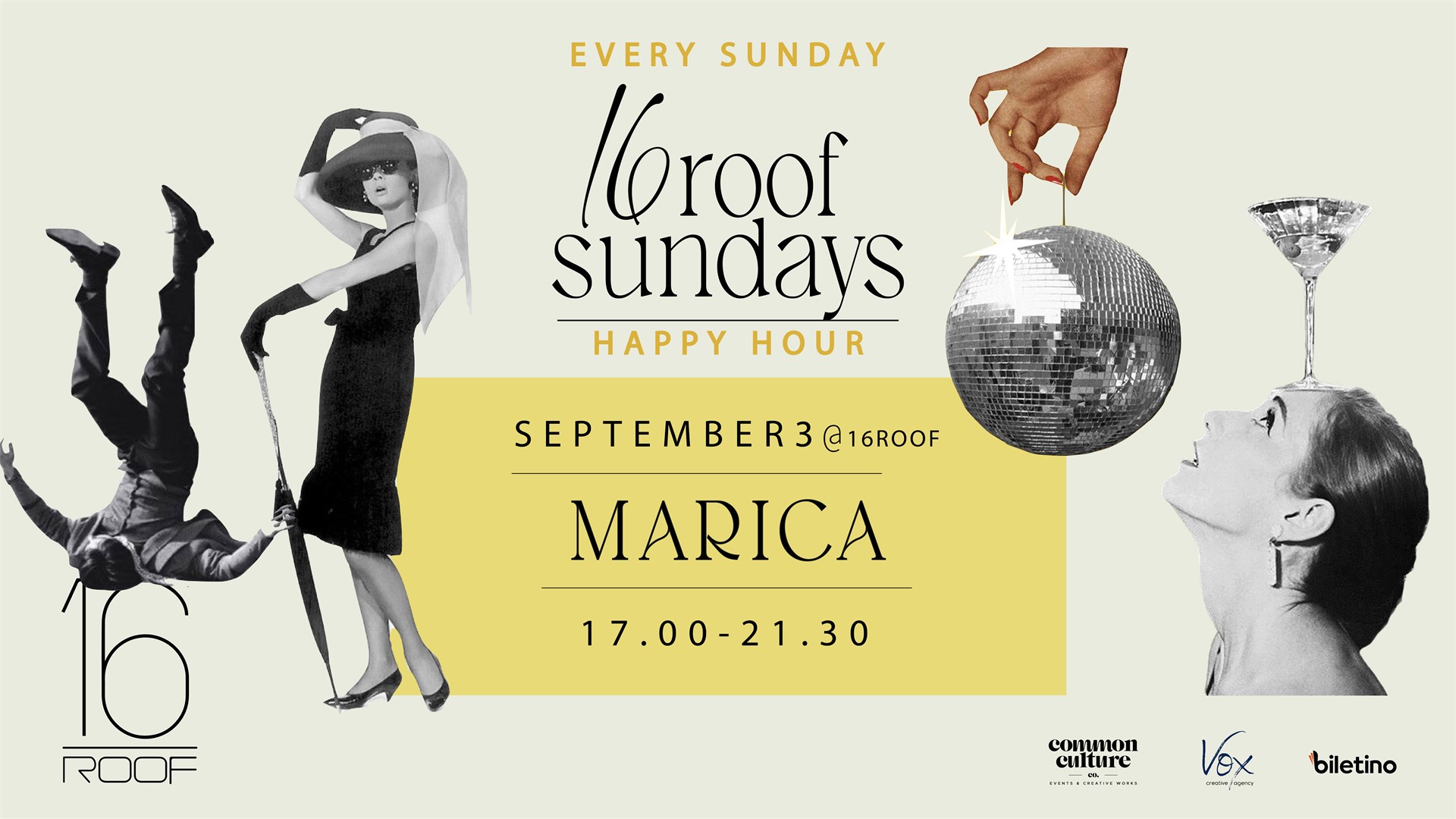 16 Roof Sundays, Happy Hour | 03 September 2023 | 16 Roof | Biletino