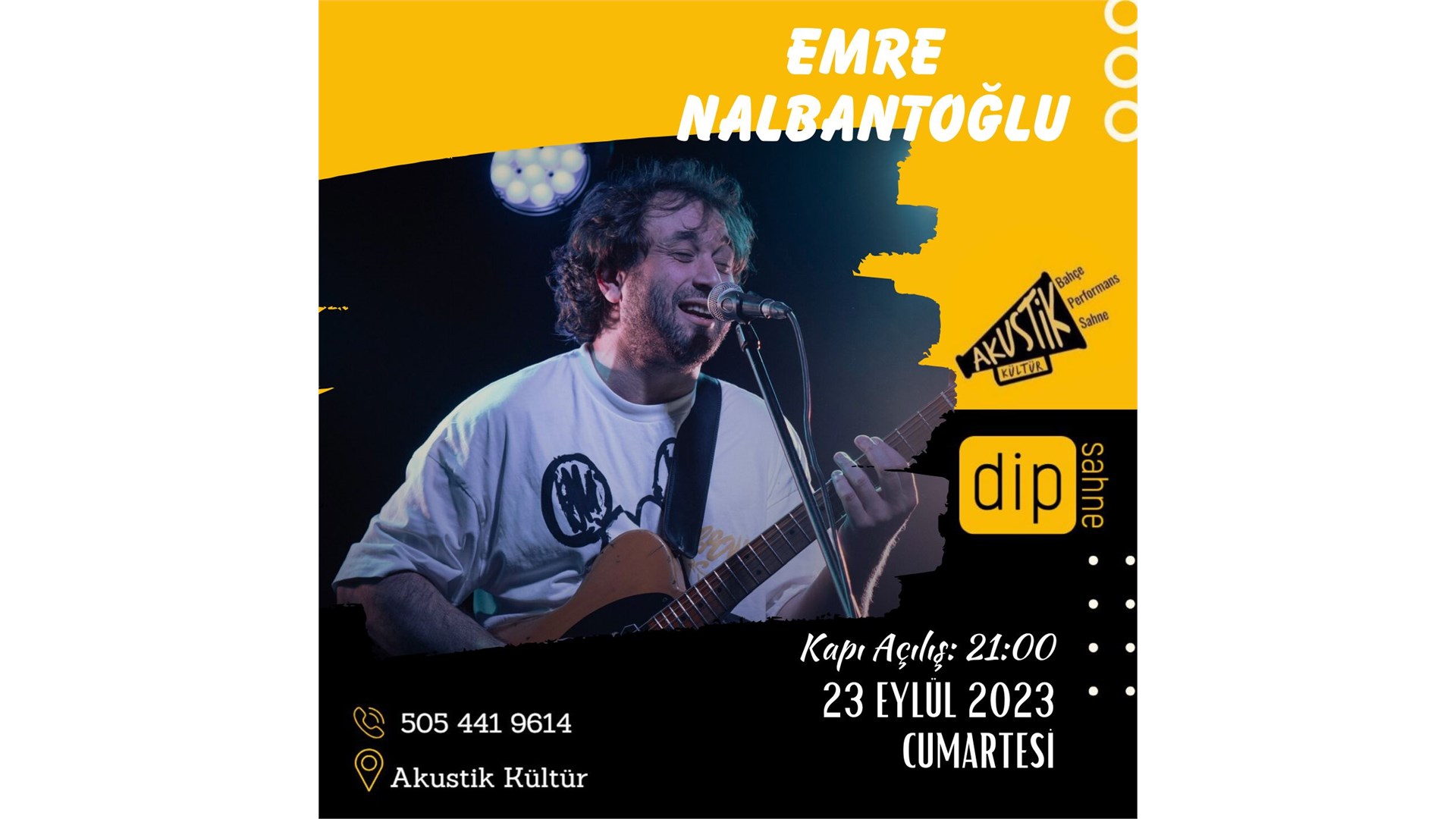 EMRE NALBANTOĞLU KONSERİ | 23 Eylül 2023 | Akustik Kültür | Biletino