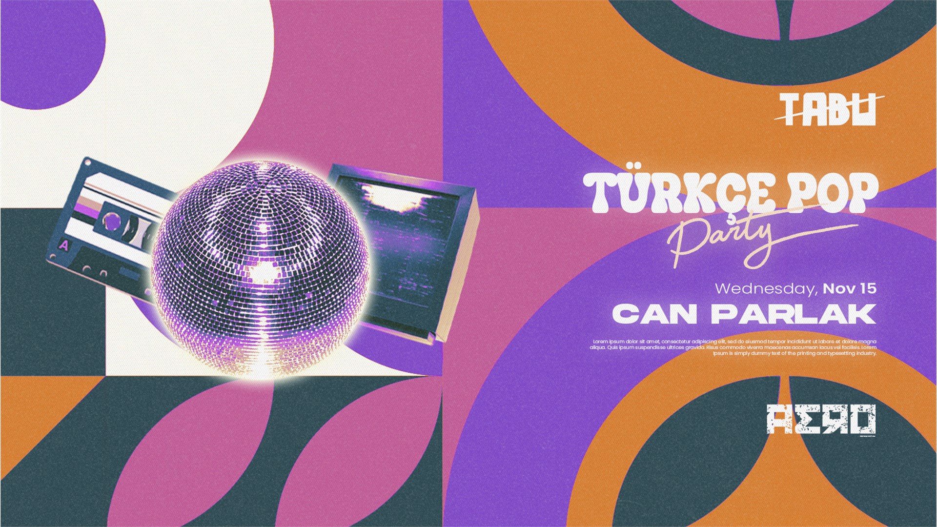 Türkçe Pop Party | 15 November 2023 | TABU Karaköy | Biletino