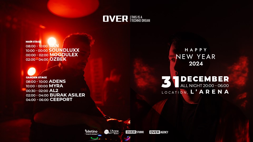 OVER EVENT : HAPPY NEW YEAR! | 31 December 2023 | L'Arena Beach | Biletino