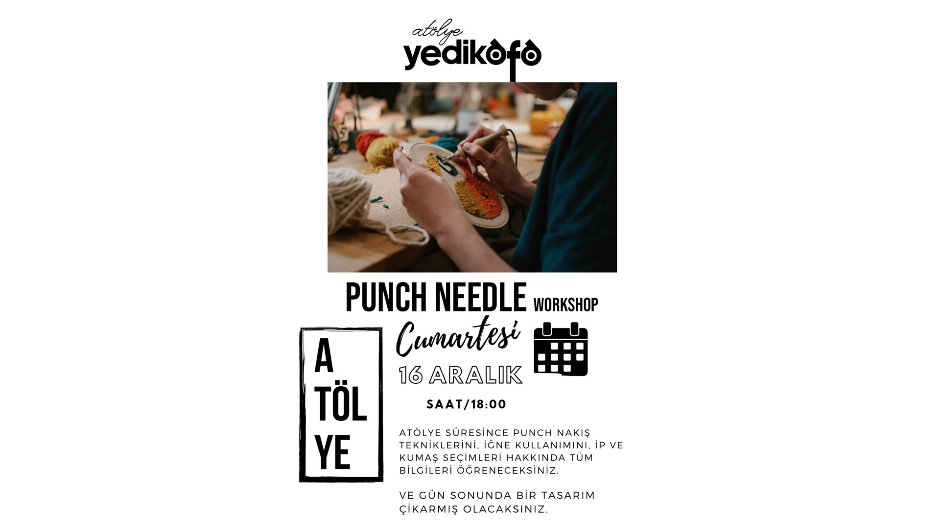 Punch needle workshop | 16 December 2023 | atölyeyedikafa | Biletino