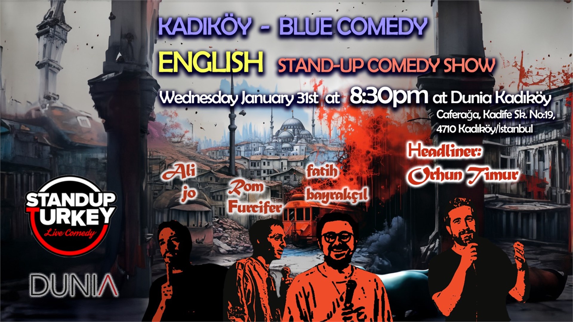 Blue Comedy - Kadıköy English Stand-up Show | 31 January 2024 | Dunia ...
