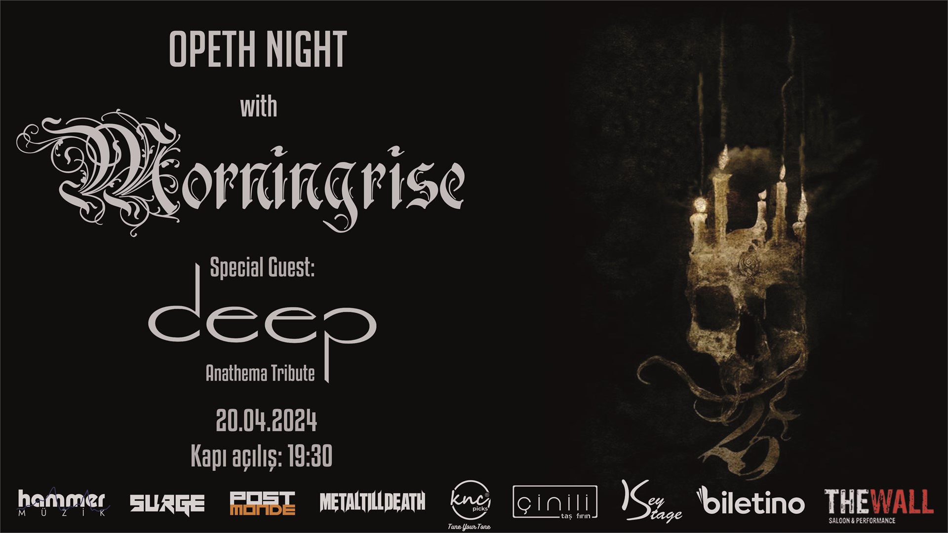 Opeth Night with MORNINGRISE | 20 April 2024 | The Wall Saloon | Biletino