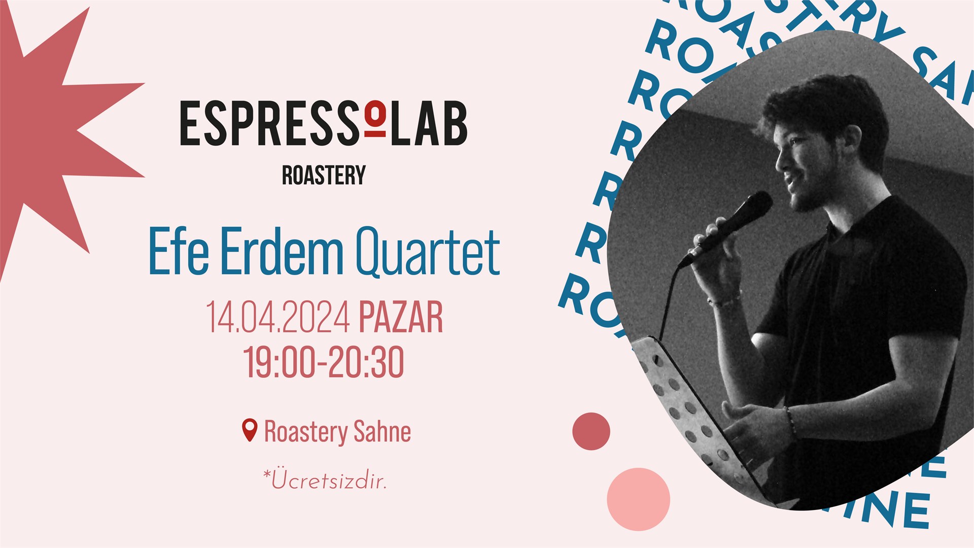 Efe Erdem Quartet -Roastery Sahne Konseri | 14 Nisan 2024 | Espressolab Roastery | Biletino