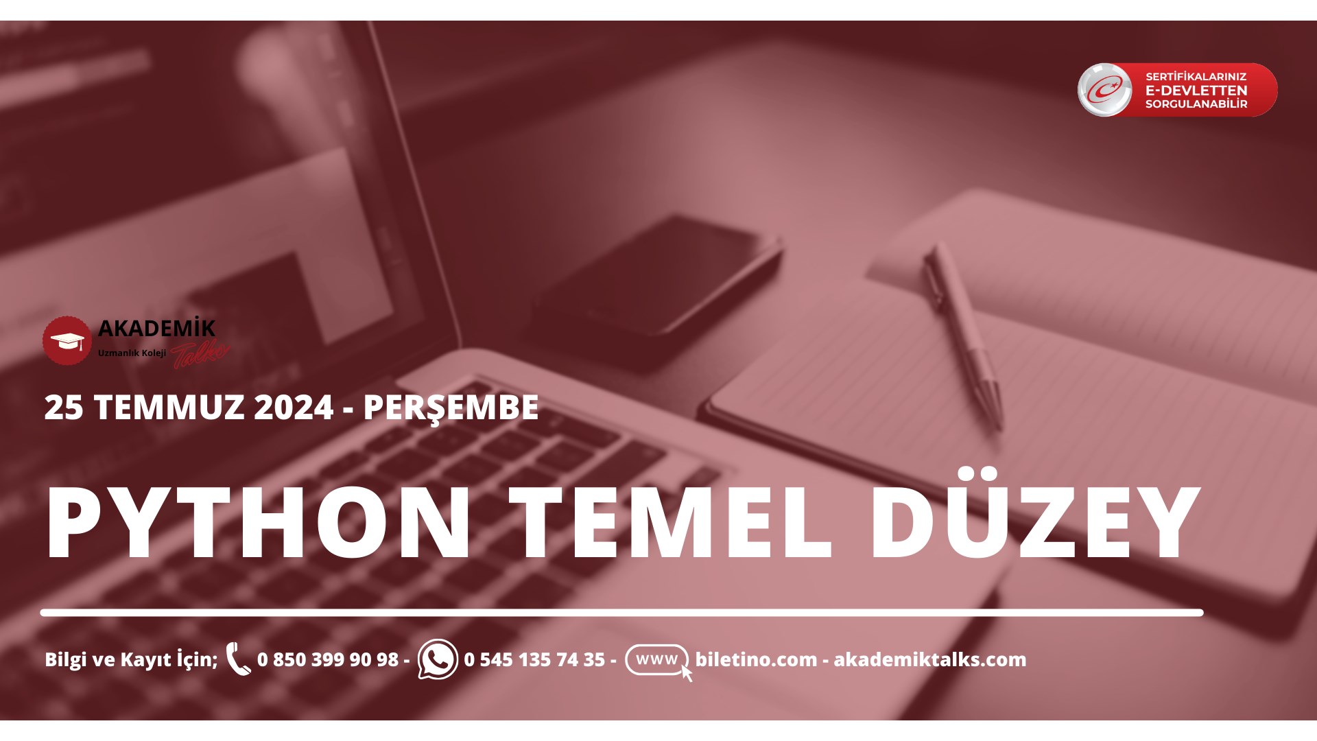 PYTHON Temel Düzey Eğitimi | 25 Temmuz 2024 | Akademi Talks - Online | Biletino