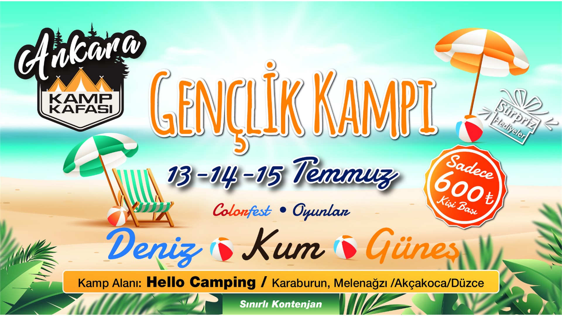 GENÇLİK KAMPI | 13 July 2024 | Hello Camping | Biletino