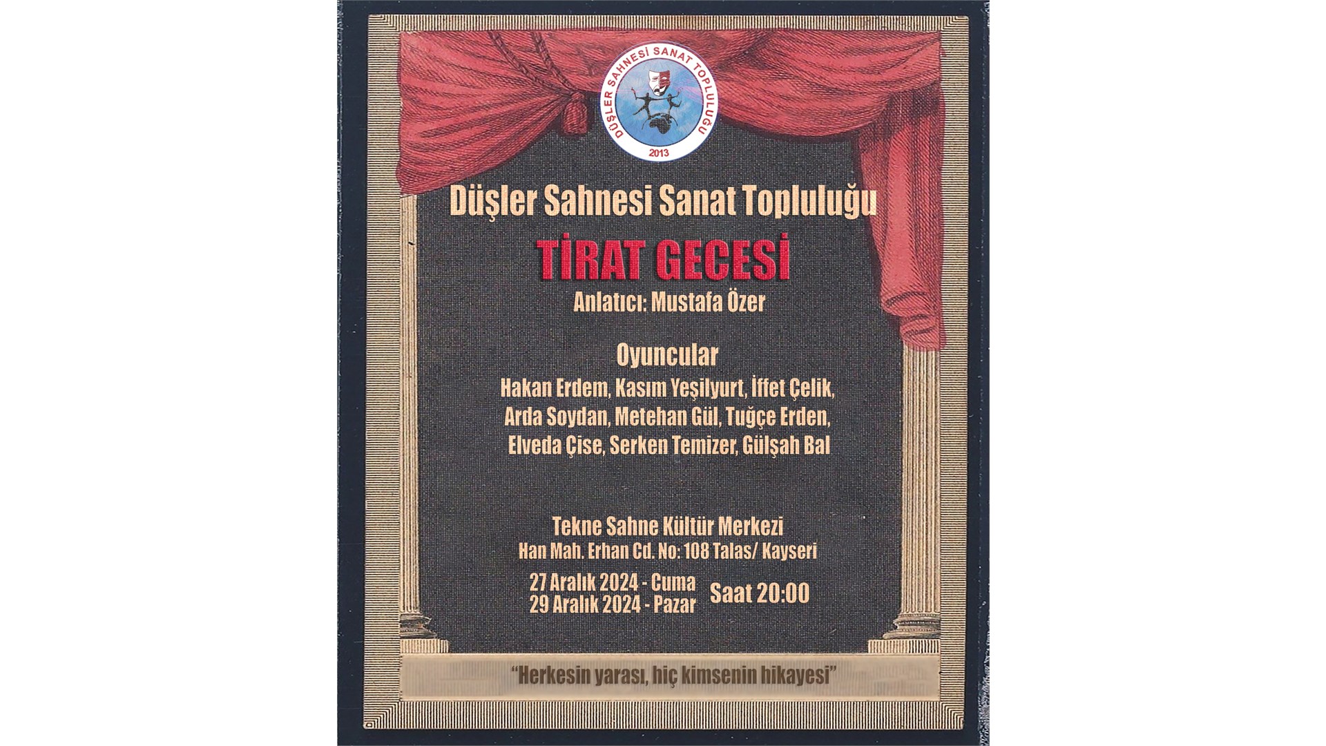 Düşler Sahnesi Tirat Gecesi 4 | 29 Aralık 2024 | Tekne Sahne Kültür ...