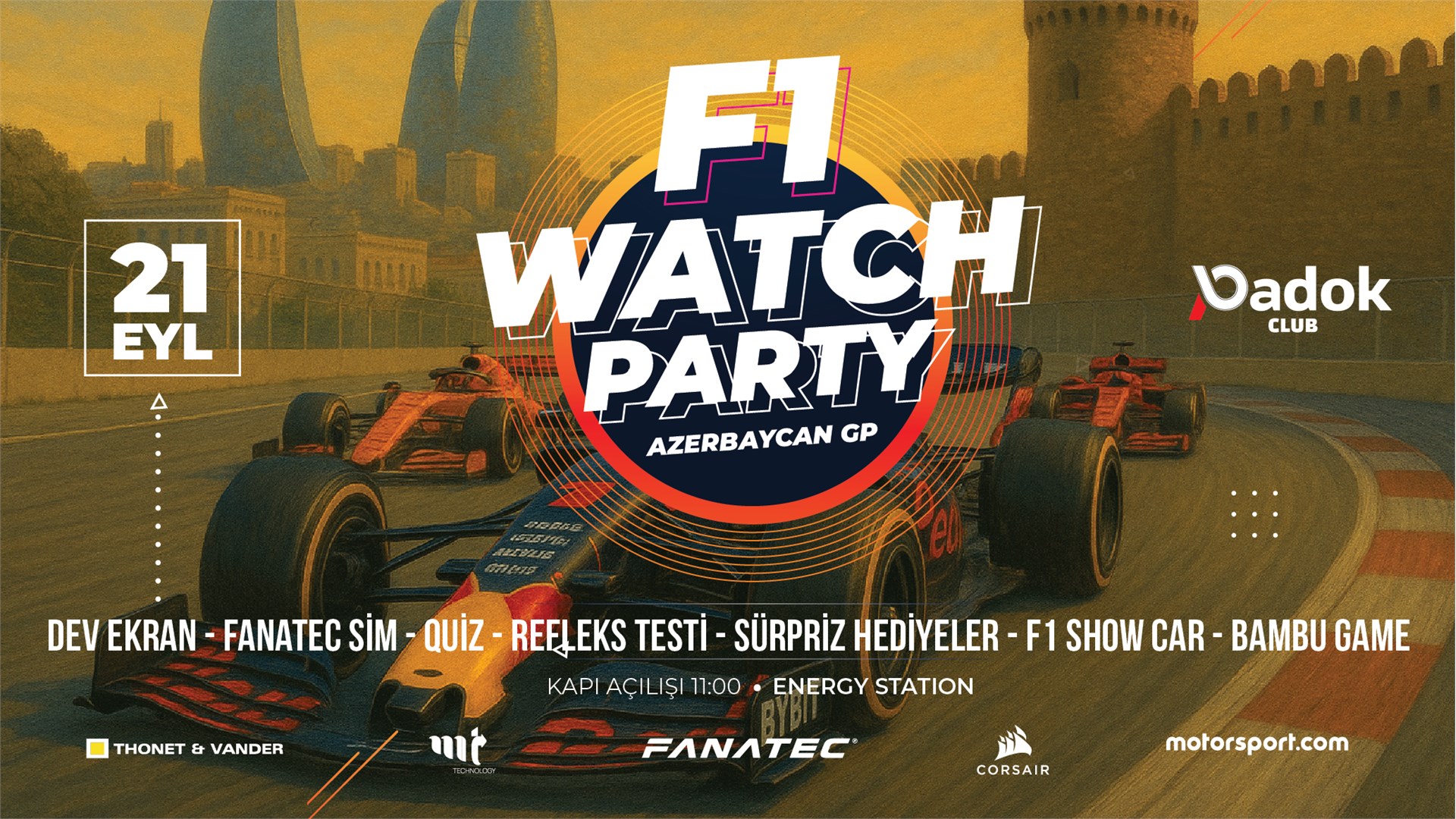 F1 Watch Party Azerbaycan GP | 21 Eylül 2025 | Padok Club | Biletino