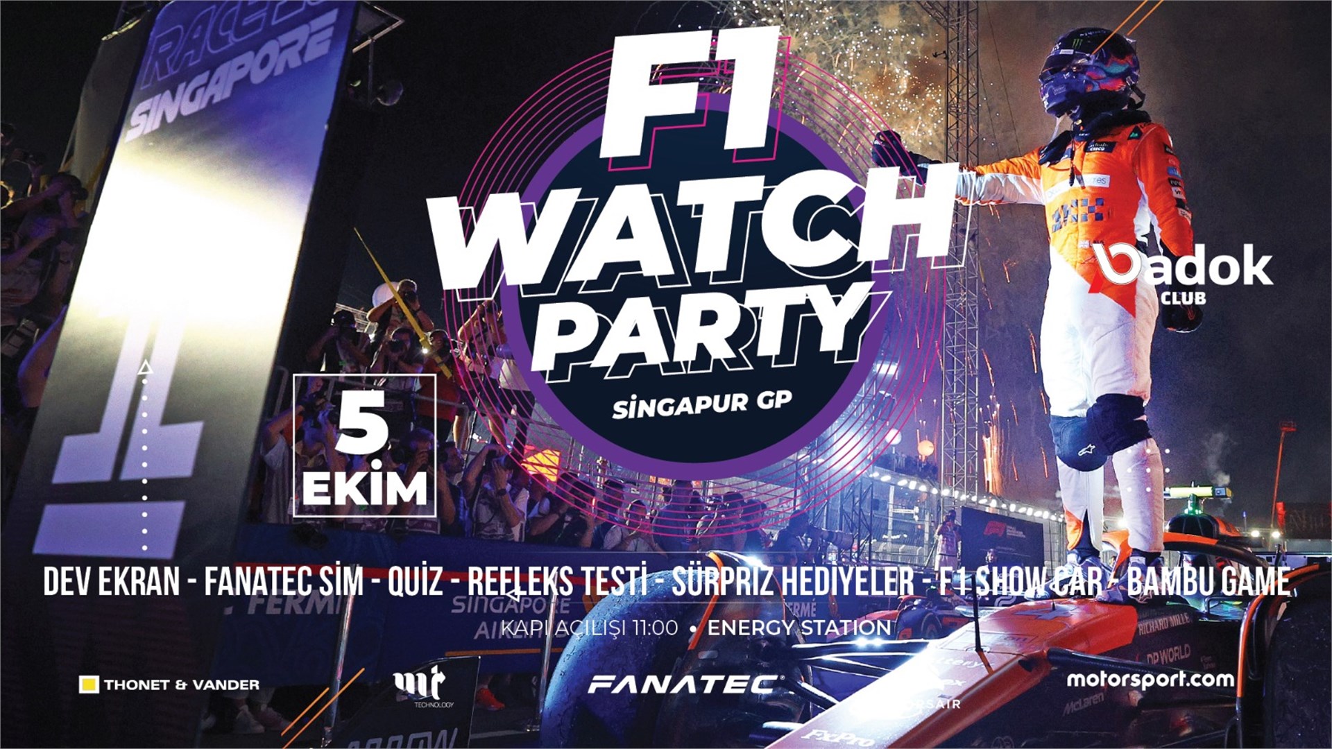 F1 Watch Party Singapur GP | 05 October 2025 | Padok Club | Biletino