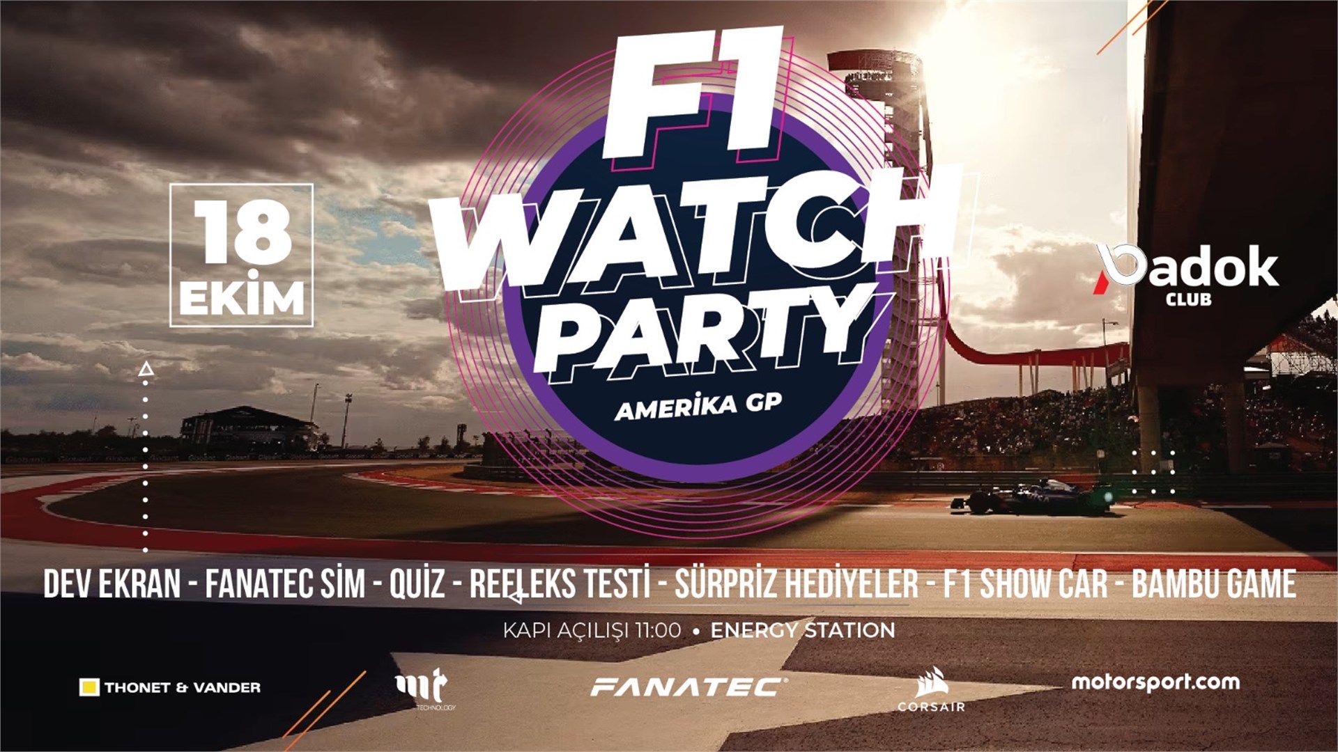 Amerika GP F1 SPRINT Watch Party | 18 Ekim 2025 | Padok Club | Biletino