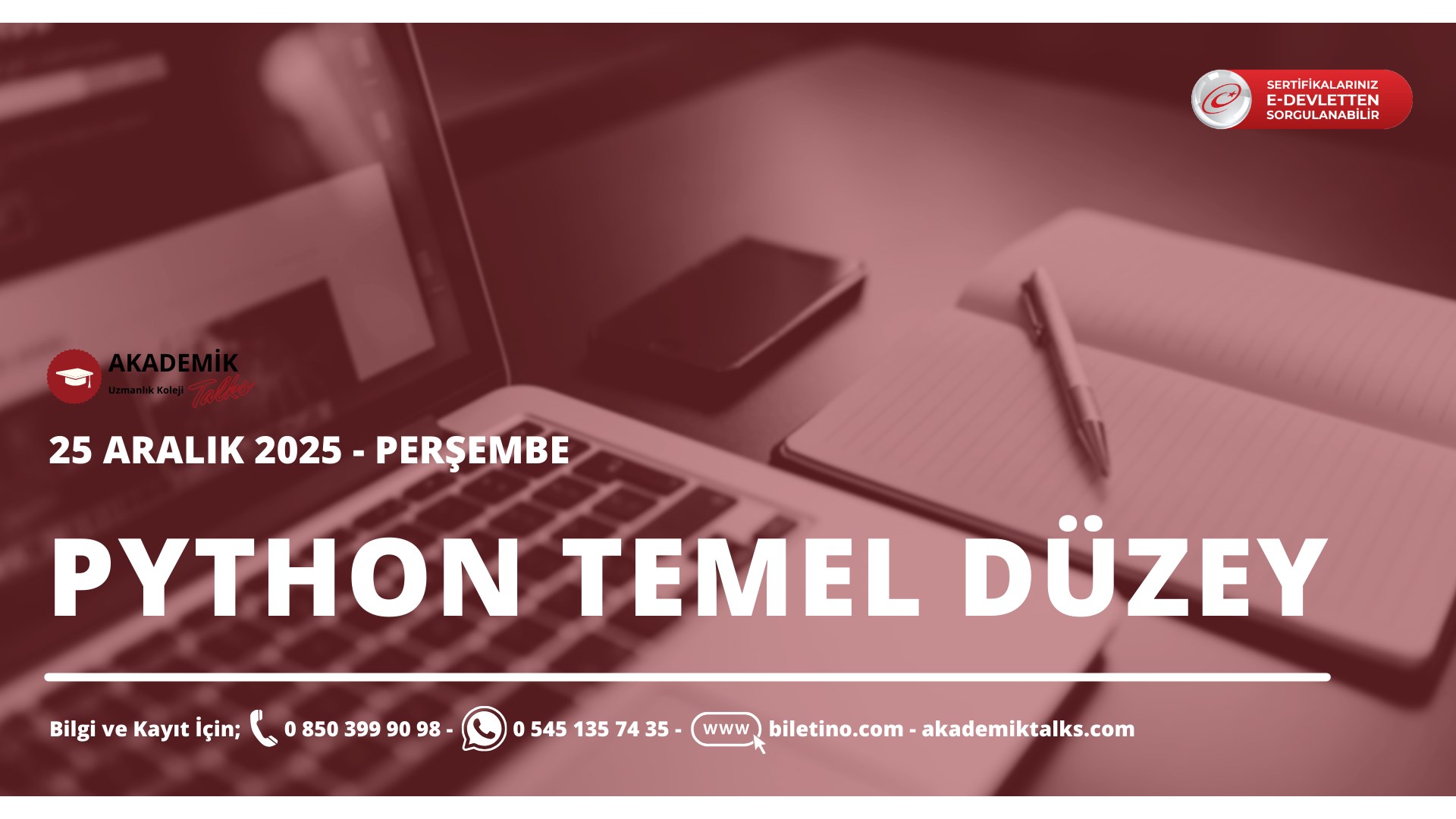 PYTHON Temel Düzey Eğitimi | 25 Aralık 2025 | Akademi Talks - Online | Biletino